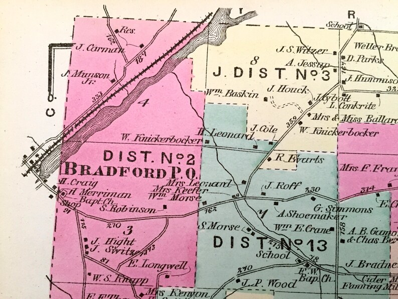 Antique 1874 Orange New York Map From Pomeroy Whitman & Co. - Etsy