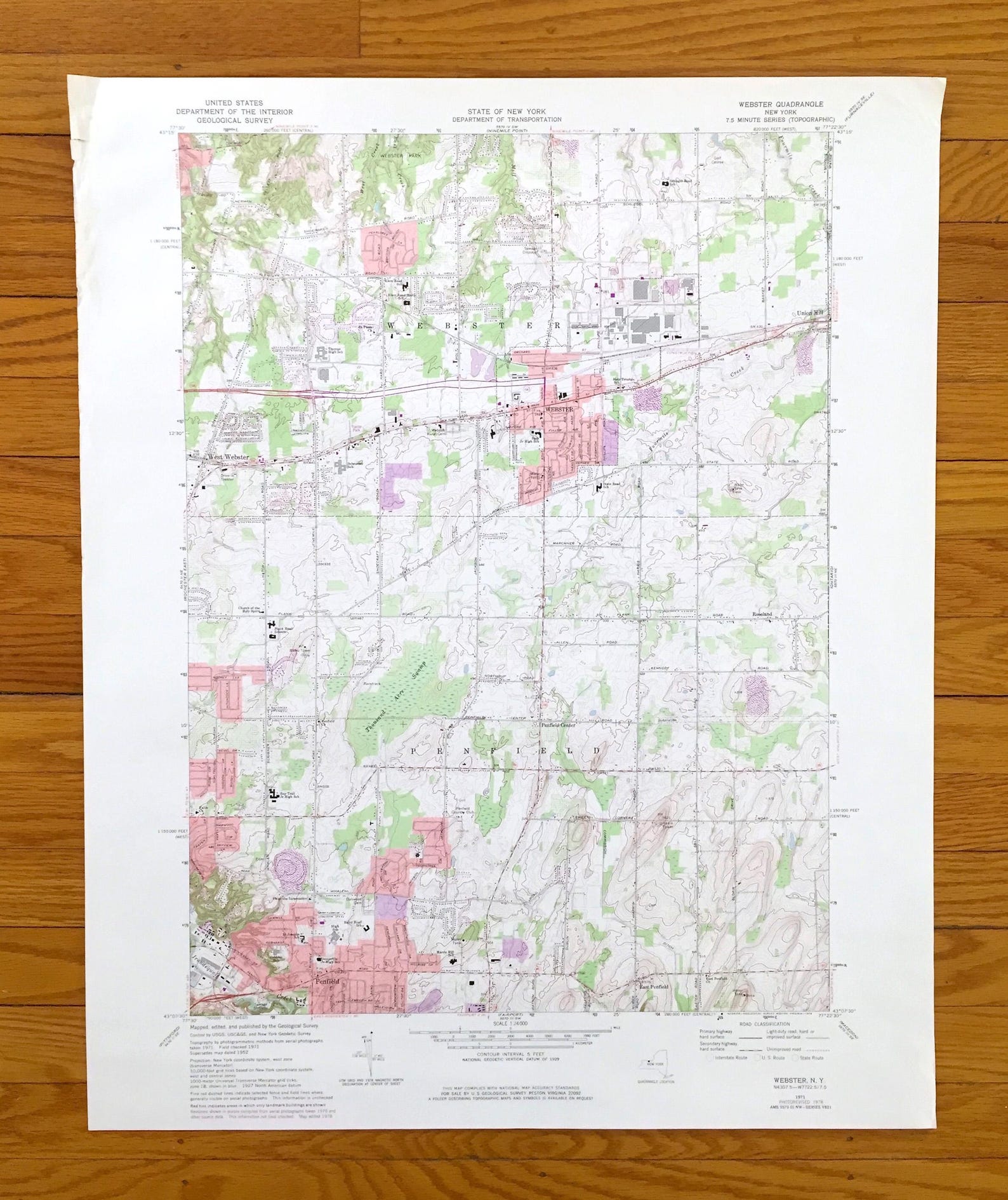 Antique Webster, New York 1971 US Geological Survey Topographic Map ...