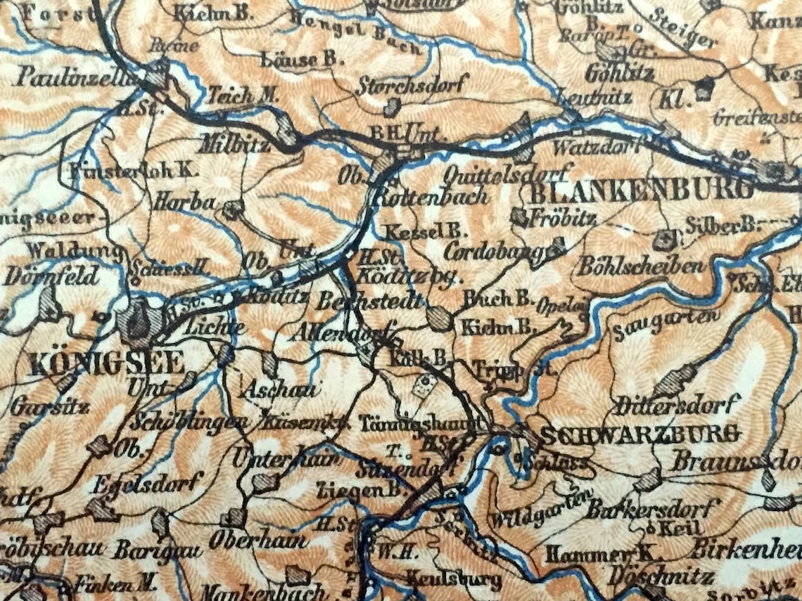 Antique 1925 Gotha, Germany Map From Baedekers Guide Atlas – Meiningen ...