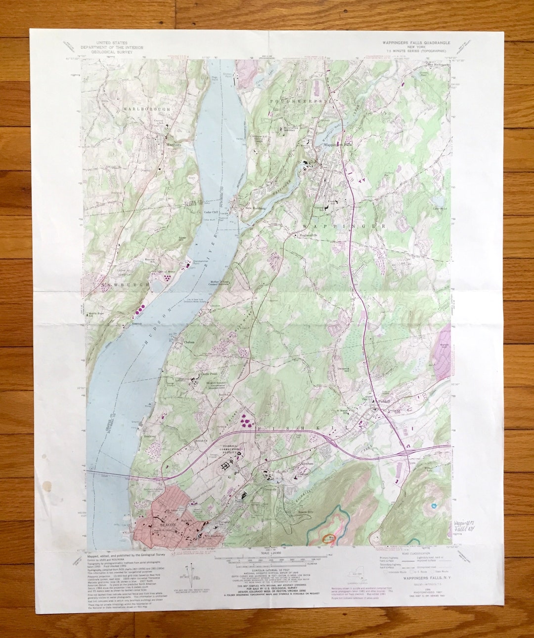 Antique Wappingers Falls, New York 1956 US Geological Survey ...