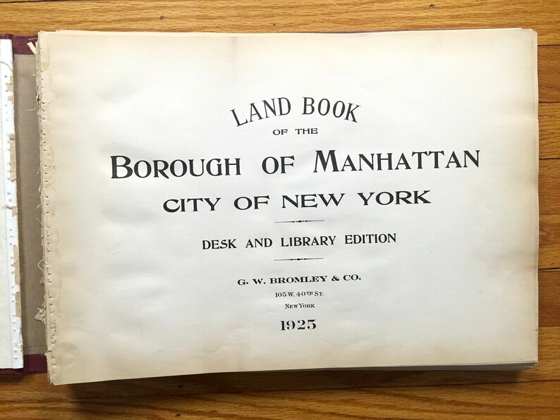 Antique Manhattan, New York City Map From Bromley's 1925 Manhattan Land ...