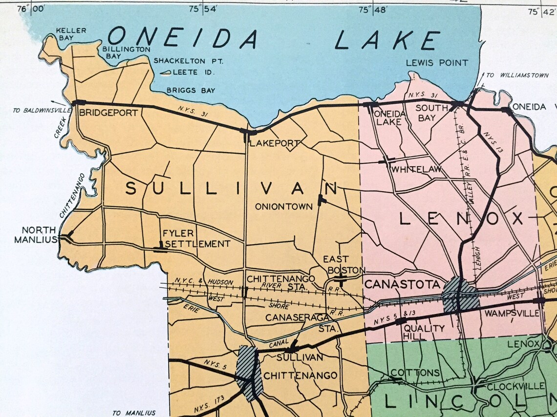 Antique Madison County New York 1941 Historical Atlas Map - Etsy