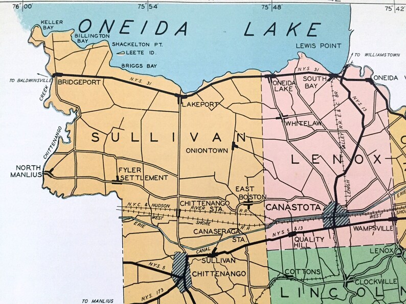 Antique Madison County New York 1941 Historical Atlas Map - Etsy