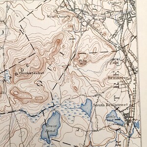 Antique Dedham, Massachusetts 1894 US Geological Survey Topographic Map ...