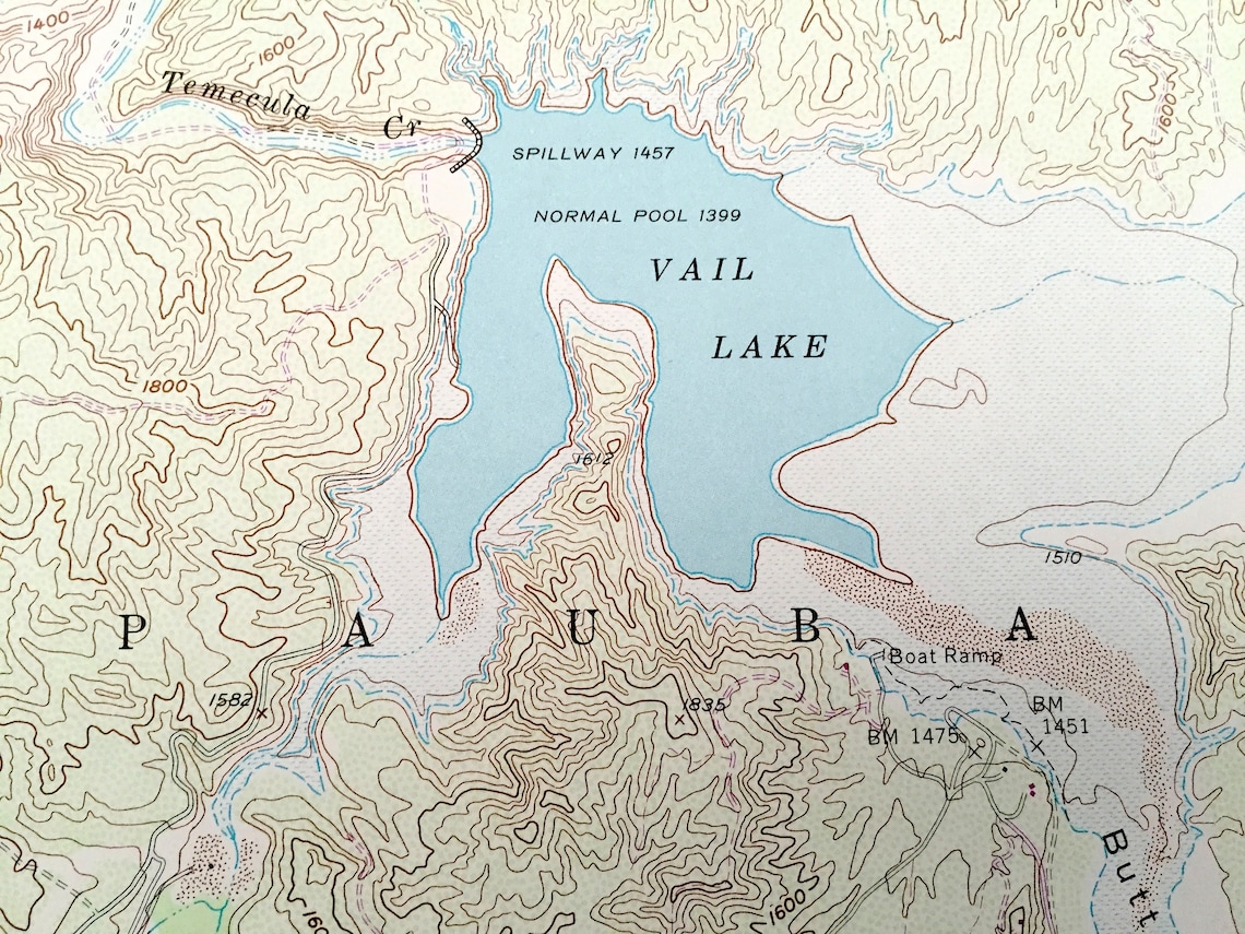 Antique Vail Lake, California 1953 US Geological Survey Topographic Map ...