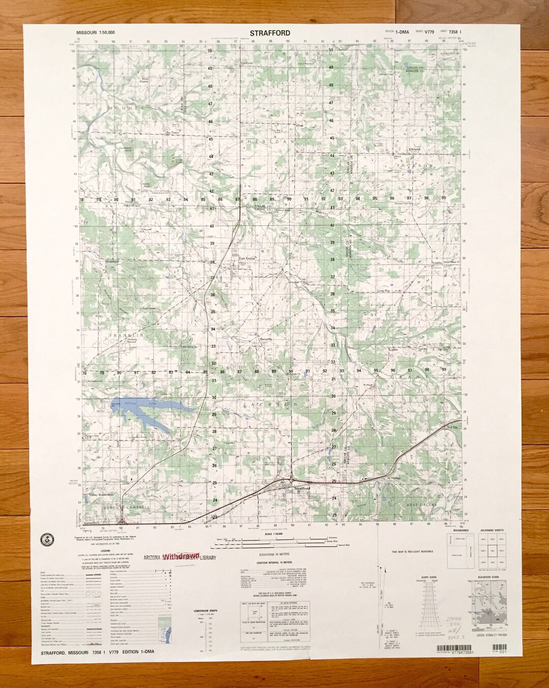 Antique Strafford, Missouri 1989 US Geological Survey Topographic Map ...