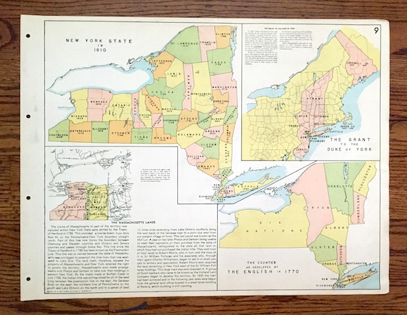 Antique 1941 New York Historical Map From WP Munger's - Etsy