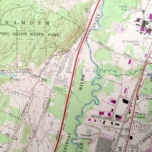 Antique Wallingford, Connecticut 1967 US Geological Survey Topographic ...