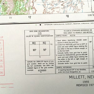 Antique Millett, Nevada 1955 US Geological Survey Topographic Map ...