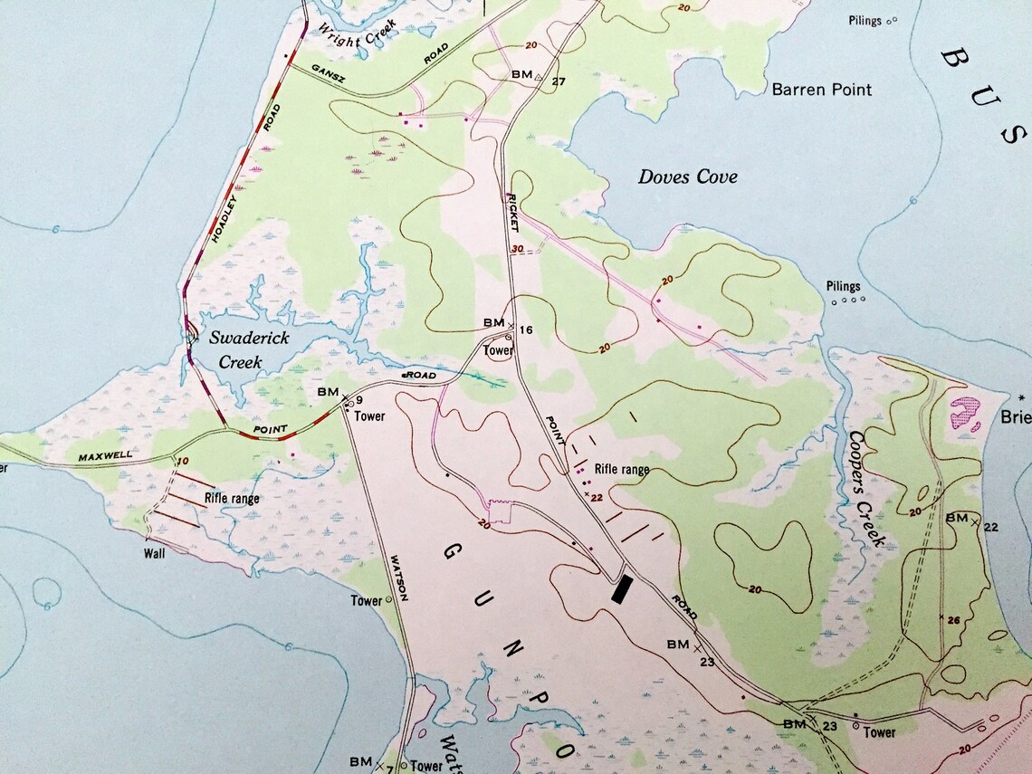 Antique Gunpowder Neck Maryland 1949 US Geological Survey | Etsy