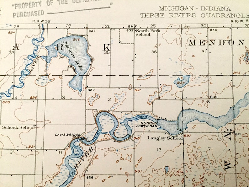 Antique Three Rivers Michigan 1916 US Geological Survey - Etsy