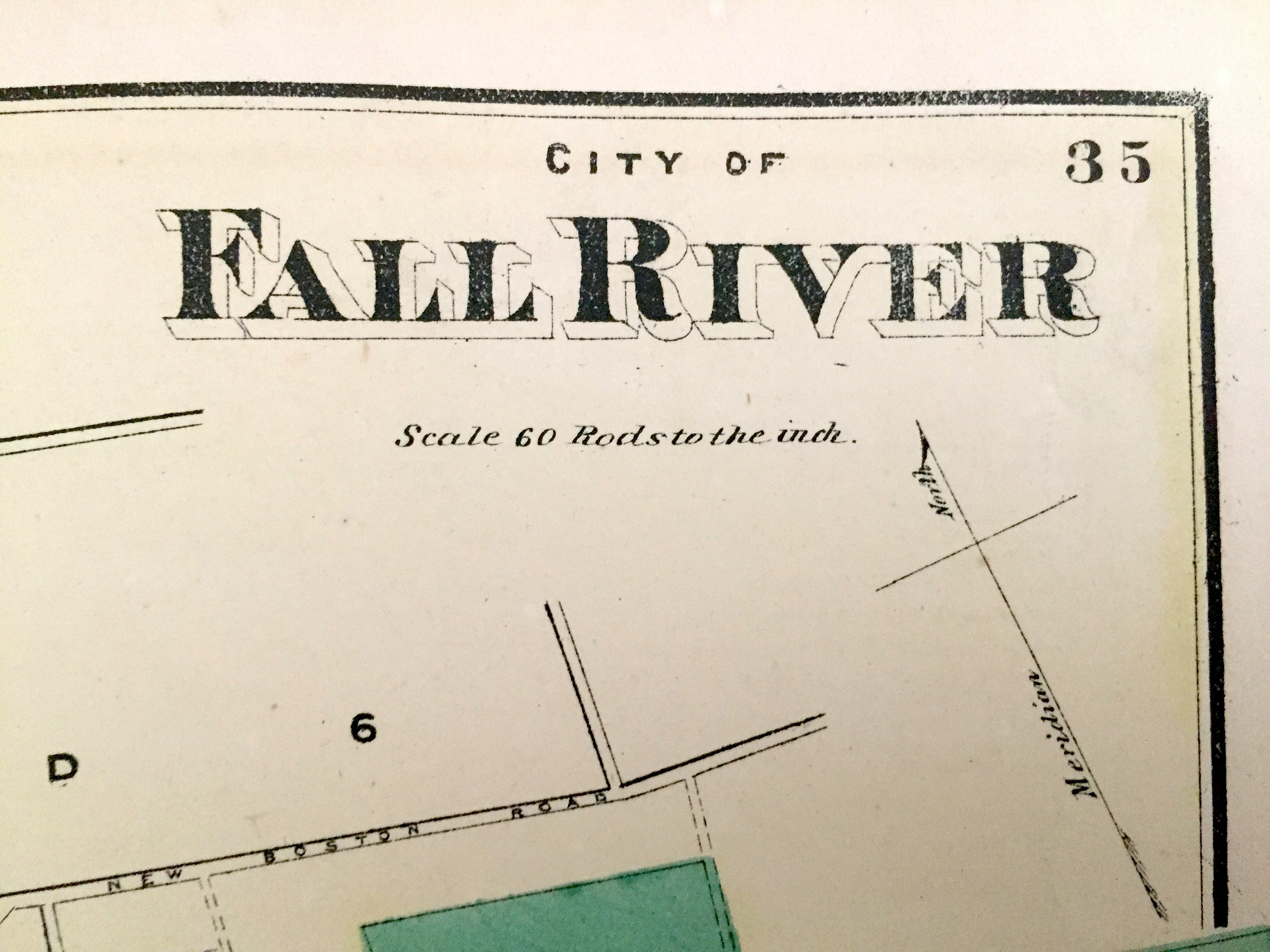 Antique 1871 City of Fall River, Massachusetts Map From F.W. Beers ...