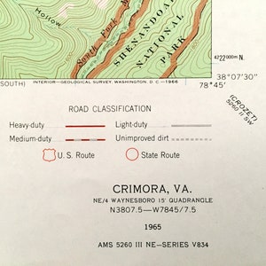 Antique Crimora, Virginia 1965 US Geological Survey Topographic Map ...