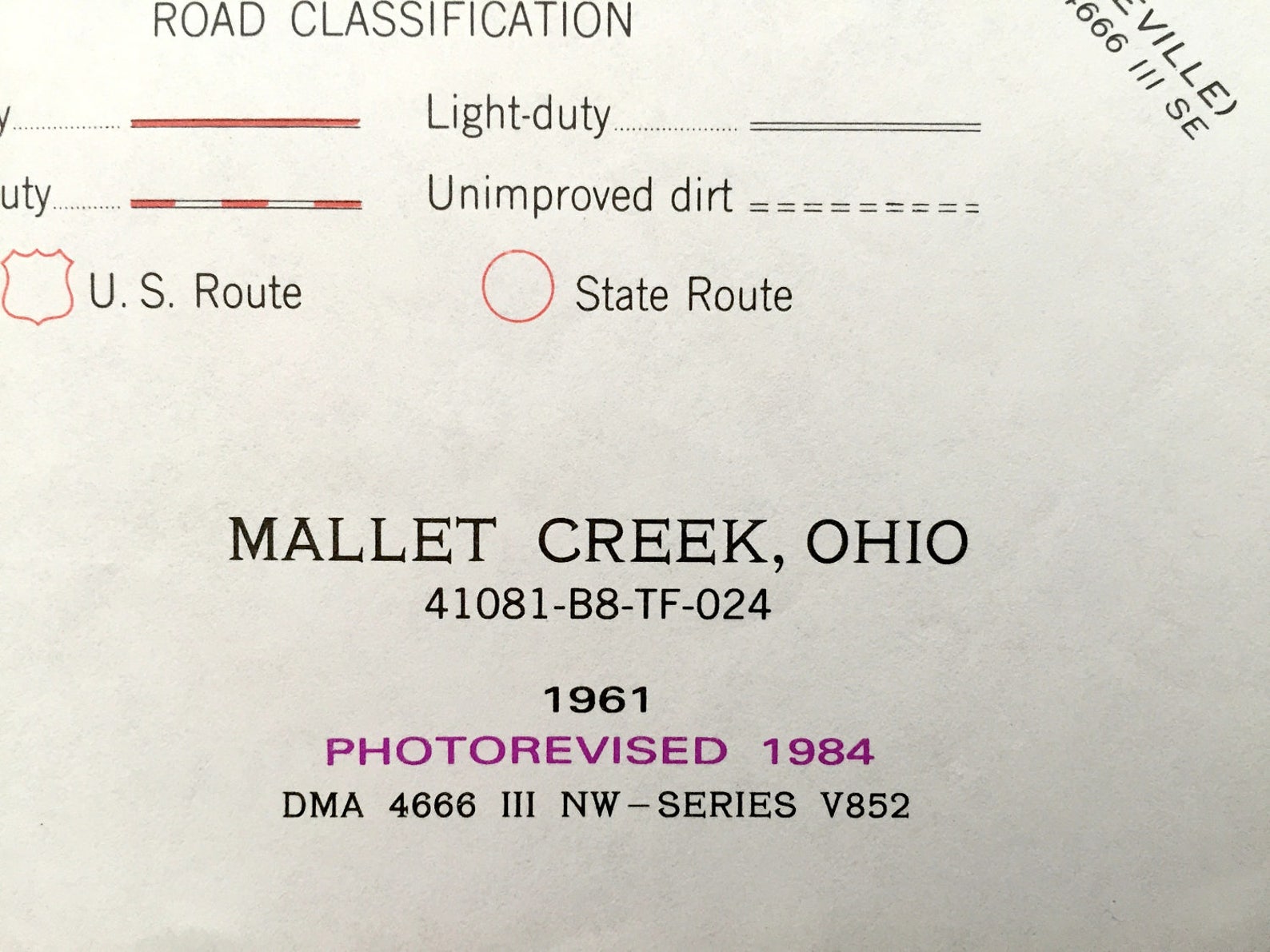 Antique Mallet Creek, Ohio 1961 US Geological Survey Topographic Map ...