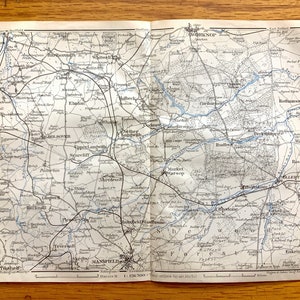 Antique 1906 East Midlands, England Map From Baedekers Atlas of Great ...