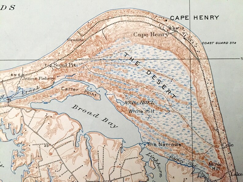 Antique Cape Henry Virginia 1919 US Geological Survey - Etsy