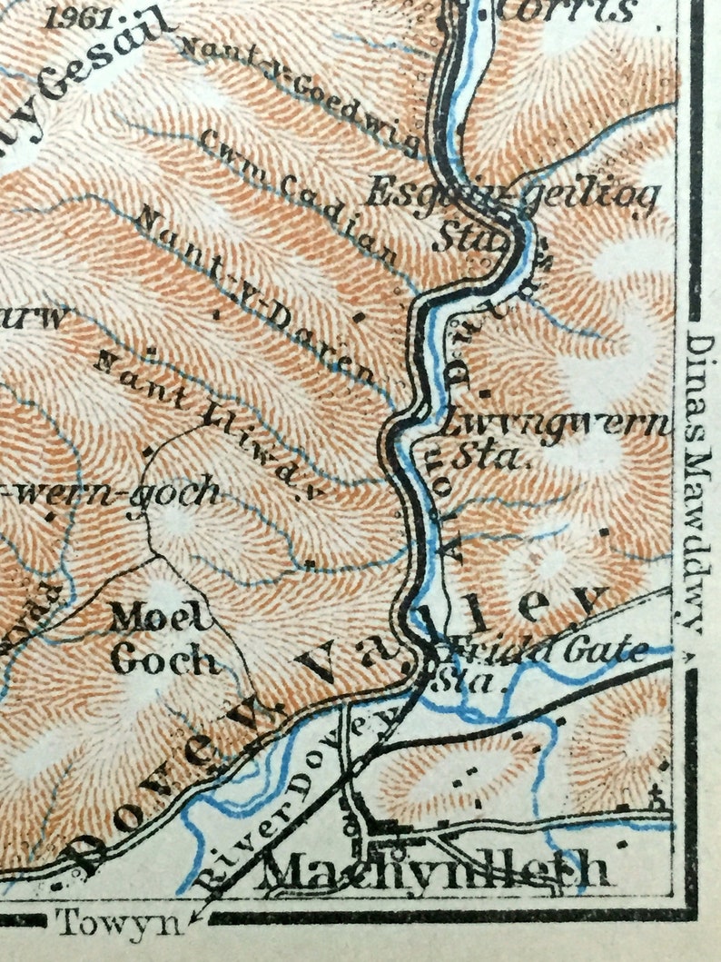 Antique 1927 Gwynedd Wales Map From Baedekers Atlas of Great - Etsy