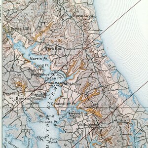 Antique Chesapeake Bay, Maryland 1906 US Geological Survey Topographic ...