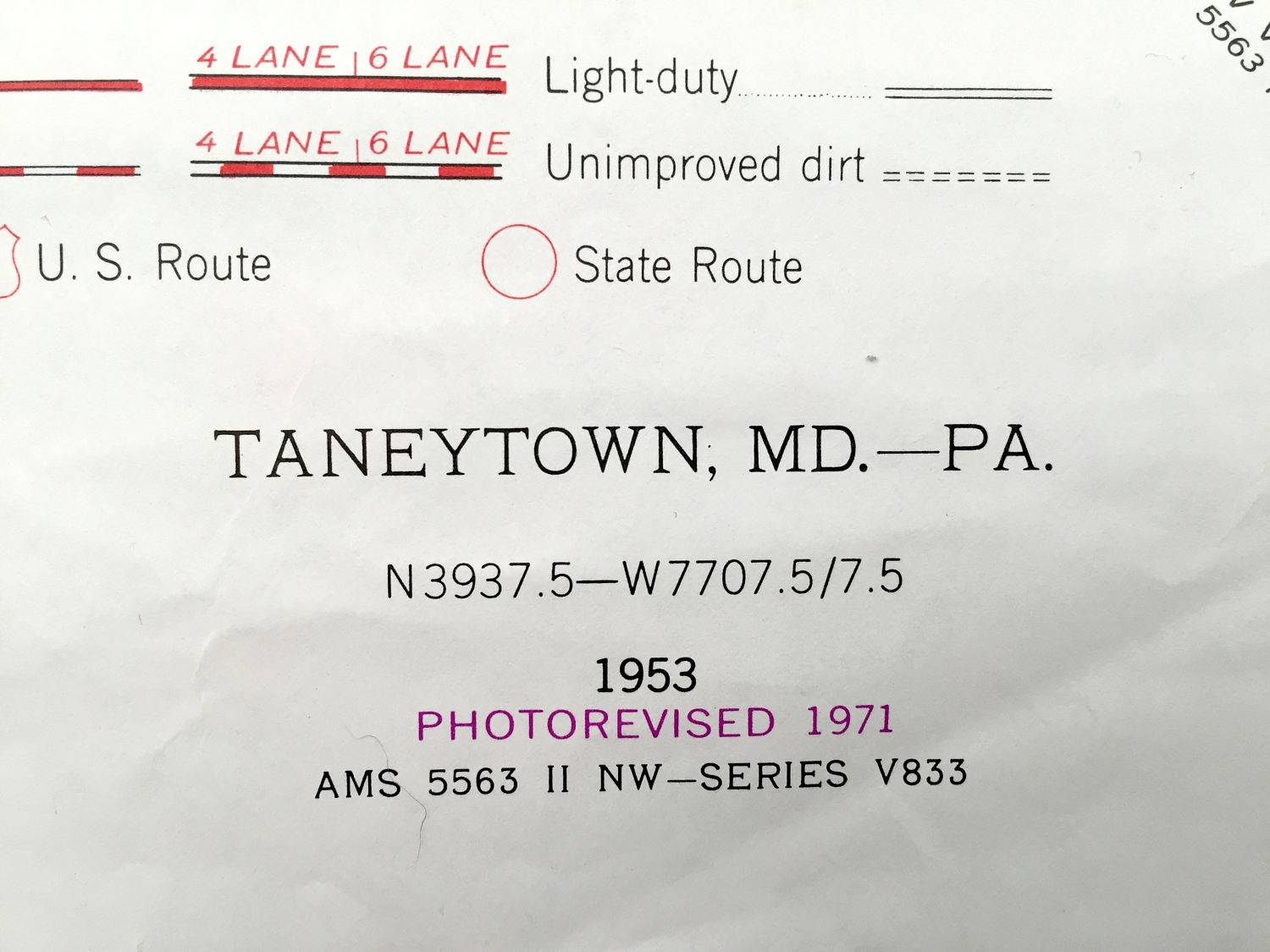 Antique Taneytown, Maryland & Mount Joy, Pennsylvania 1953 US ...