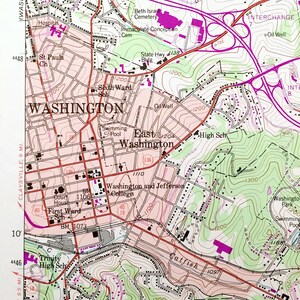 Antique Washington, Pennsylvania 1953 US Geological Survey Topographic ...