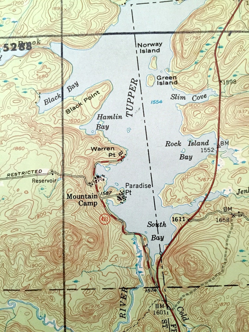 Antique Tupper Lake, New York 1954 US Geological Survey Topographic Map ...