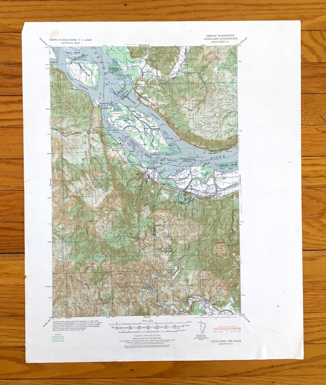 Antique Cathlamet, Washington 1941 US Geological Survey Topographic Map ...