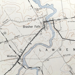 Antique Brasher Falls, New York 1946 US Geological Survey Topographic ...