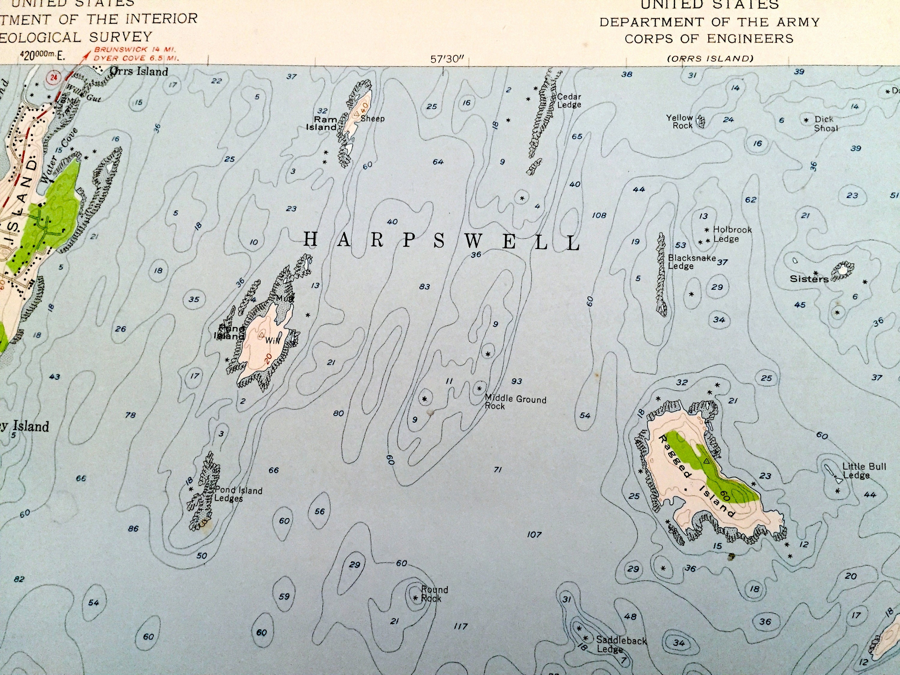 Antique Bailey Island Maine 1957 US Geological Survey | Etsy
