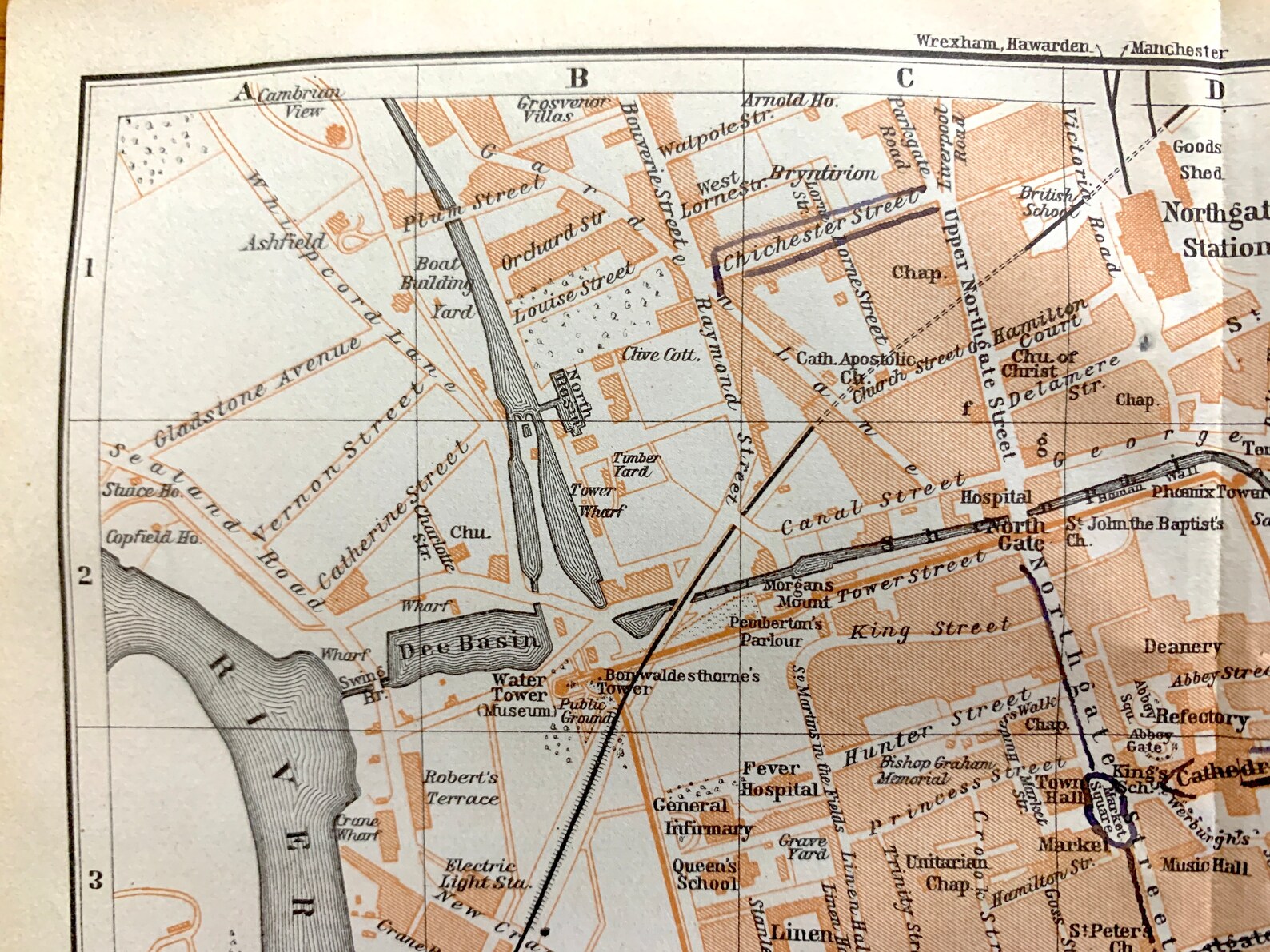 Antique 1906 Chester England Map From Baedekers Atlas of - Etsy