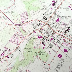 Antique Boyertown, Pennsylvania 1957 US Geological Survey Topographic ...