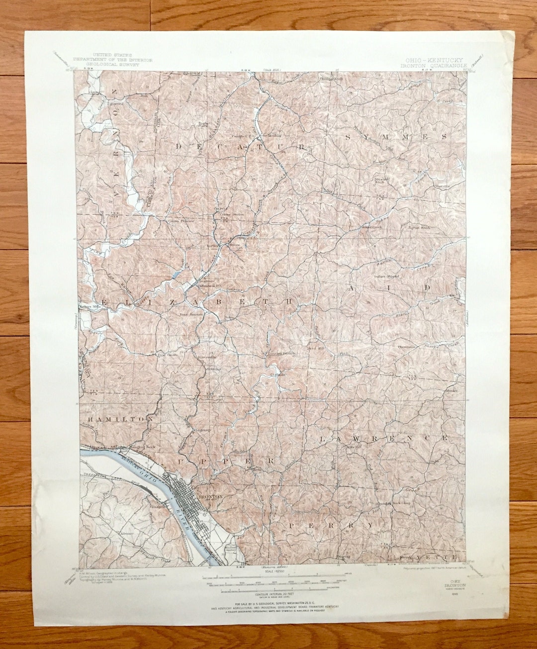 Antique Ironton, Ohio 1898 US Geological Survey Topographic Map ...