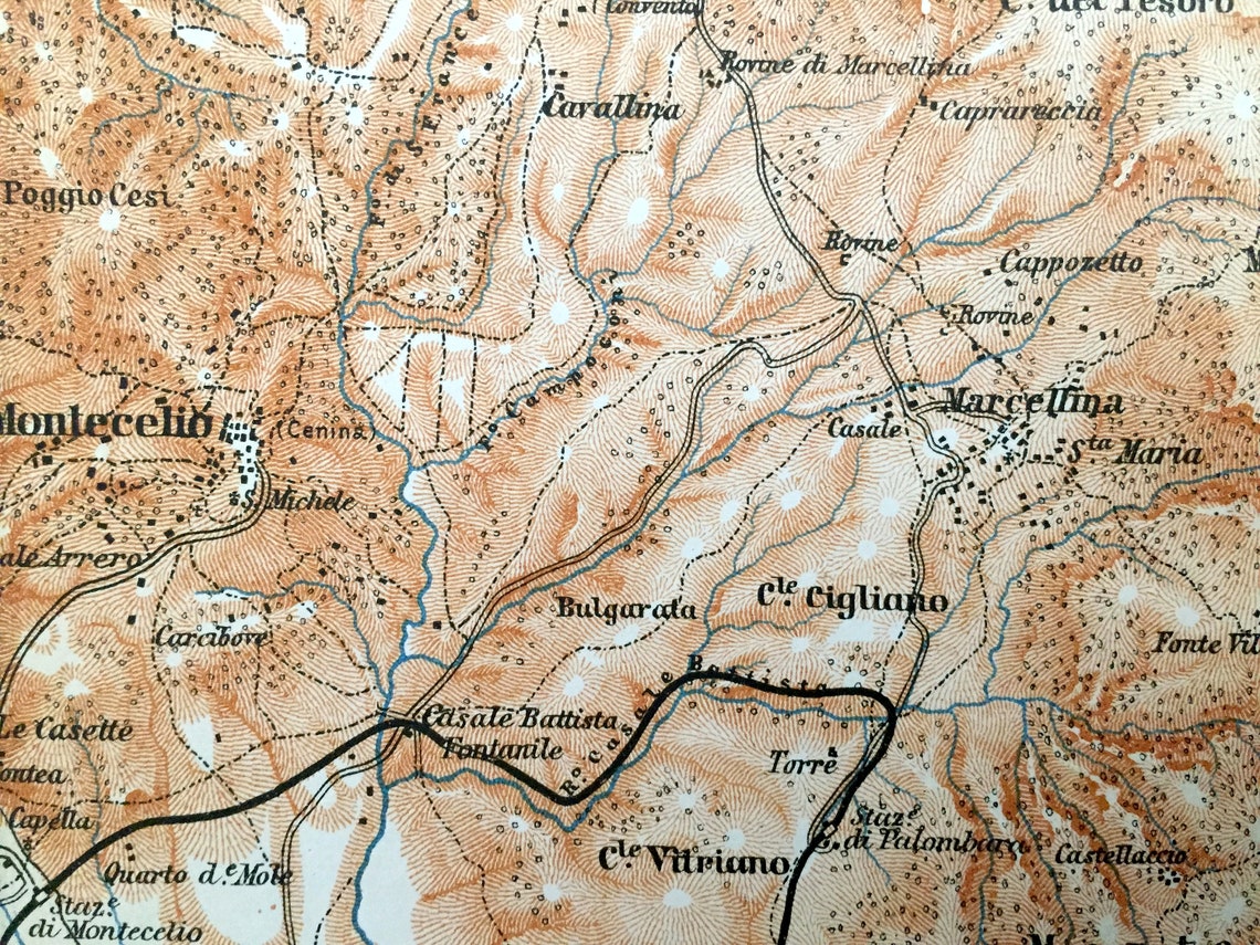 Antique 1904 Tivoli Italy Map From Baedekers Guide Rome - Etsy