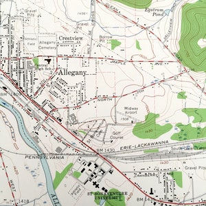 Antique Olean, New York 1961 US Geological Survey Topographic Map ...