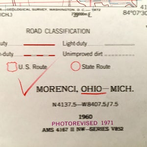 Antique Morenci, Michigan & Chesterfield, Ohio 1960 US Geological ...
