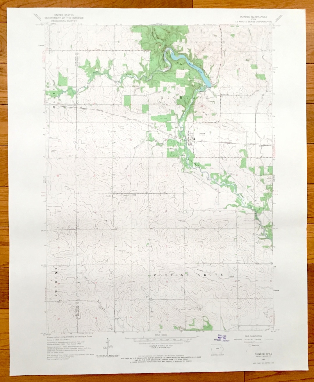 Antique Dundee, Iowa 1965 US Geological Survey Topographic Map ...