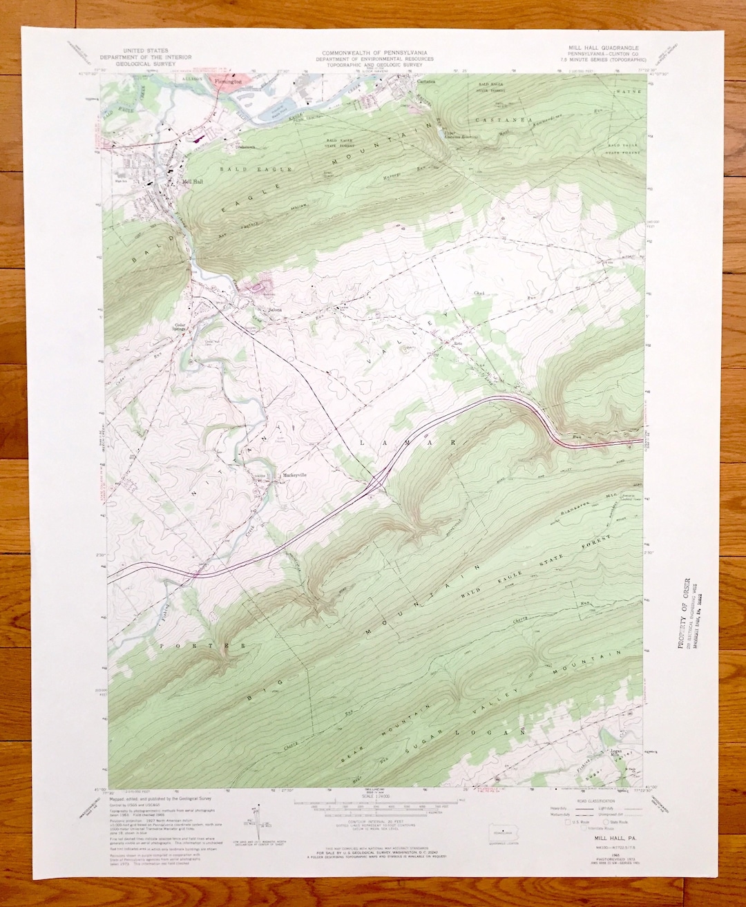 Antique Mill Hall, Pennsylvania 1965 US Geological Survey Topographic ...