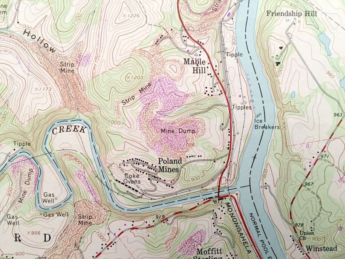 Antique Masontown, Pennsylvania 1964 US Geological Survey Topographic ...