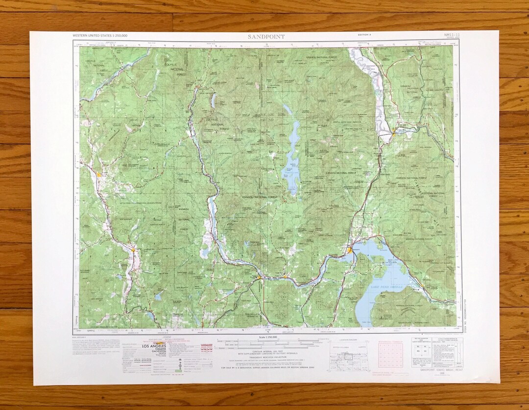 Antique Sandpoint, Idaho 1958 US Geological Survey Topographic Map ...