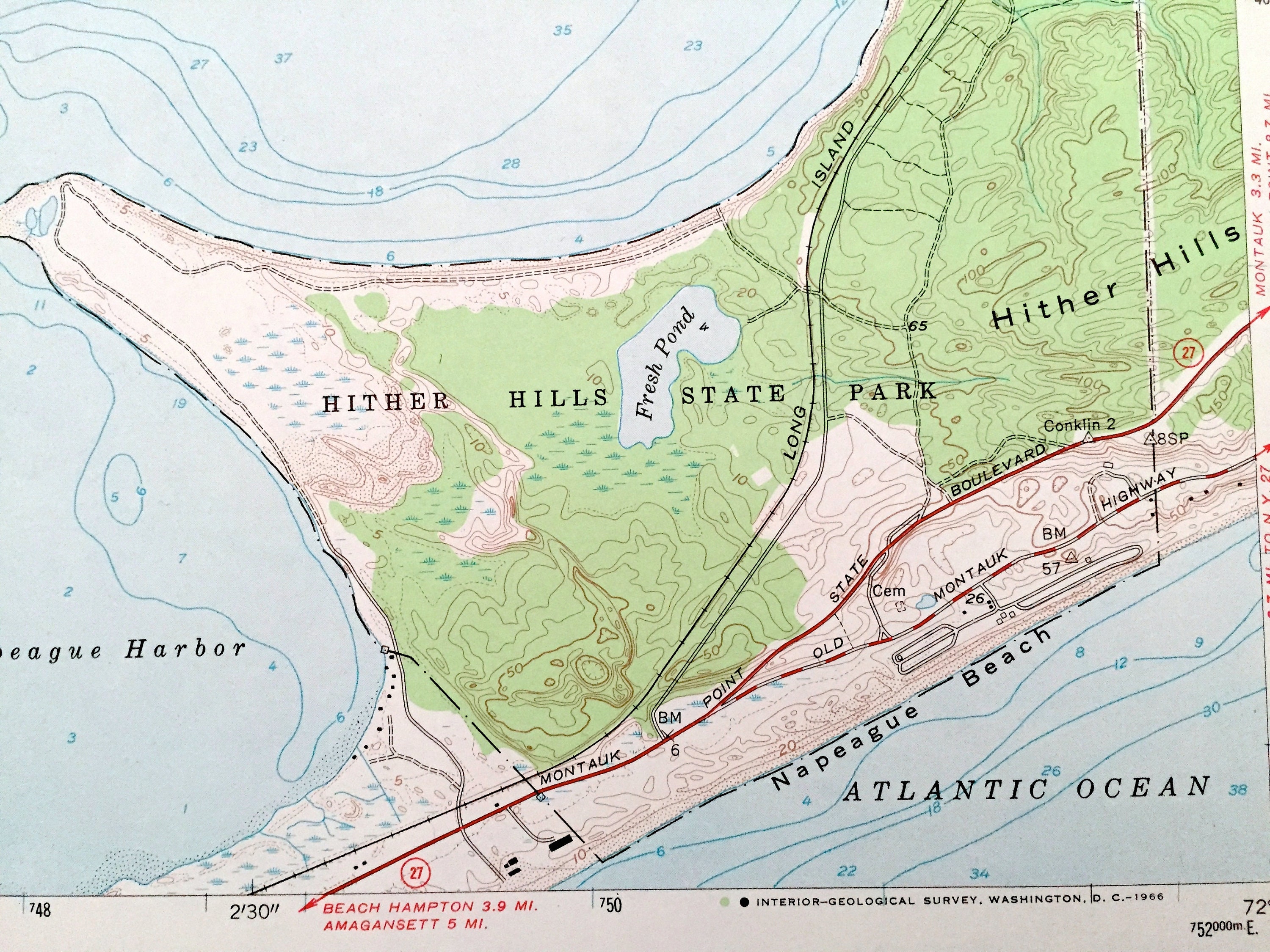 Antique Gardiners Island East, New York 1956 US Geological Survey ...