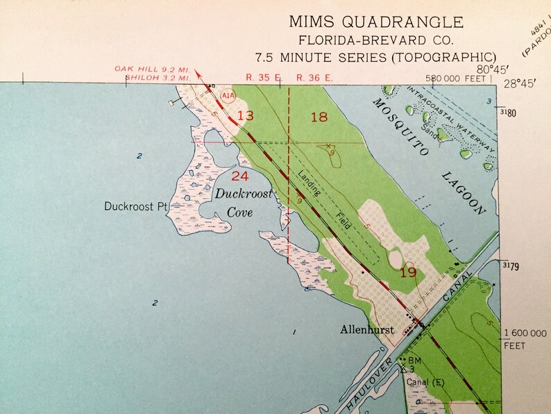 Antique Mims, Florida 1949 US Geological Survey Topographic Map ...