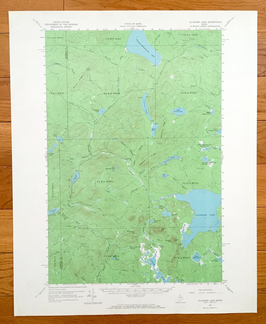 Antique Allagash Lake, Maine 1961 US Geological Survey Topographic Map ...