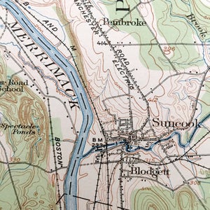 Antique Suncook, New Hampshire 1921 US Geological Survey Topographic ...