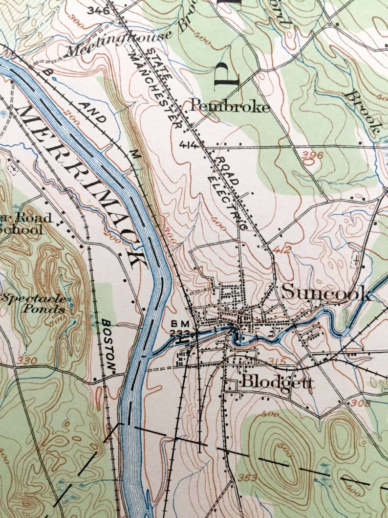 Antique Suncook New Hampshire 1921 US Geological Survey - Etsy