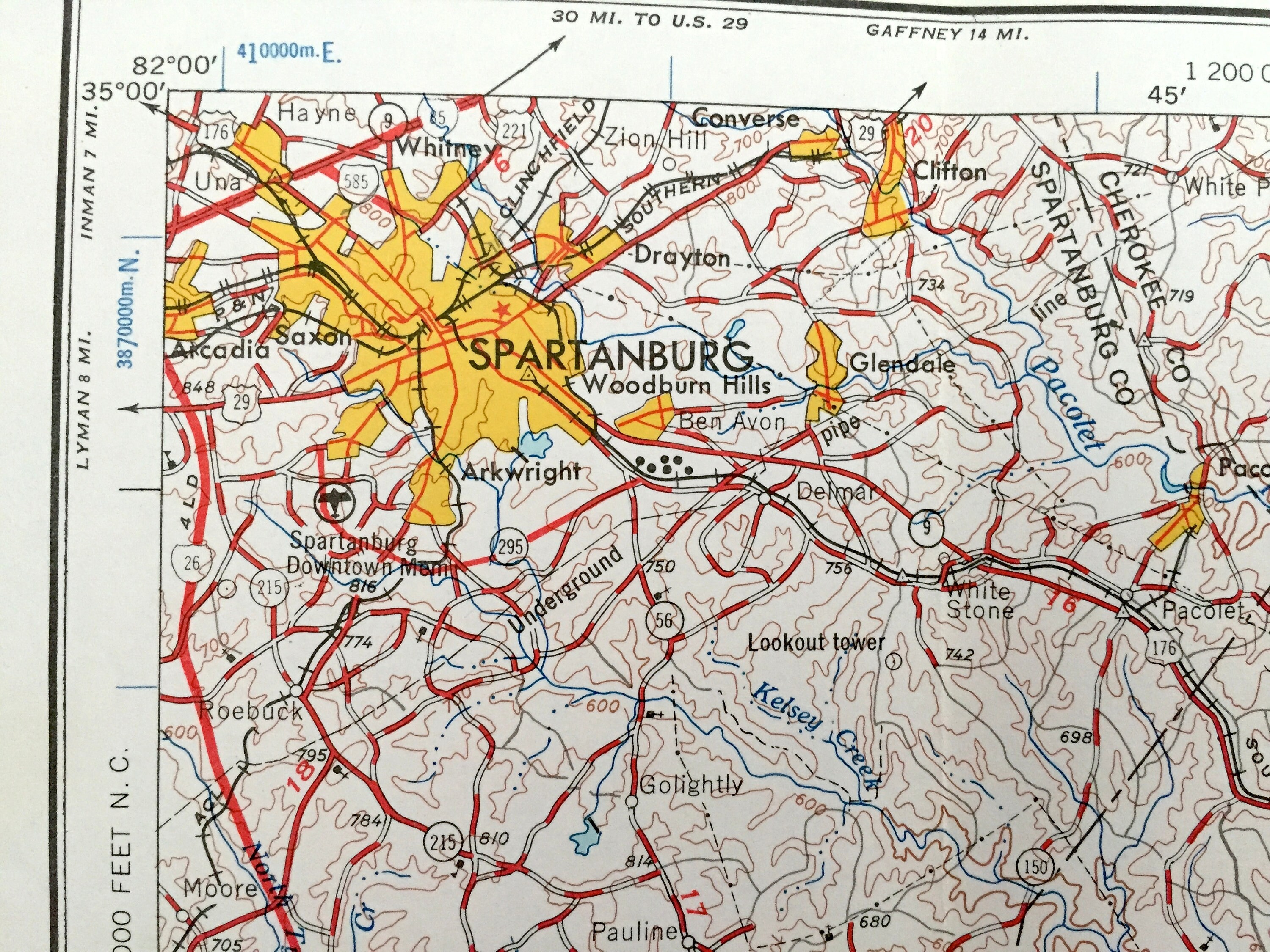 Antique Spartanburg South Carolina 1953 US Geological Survey | Etsy