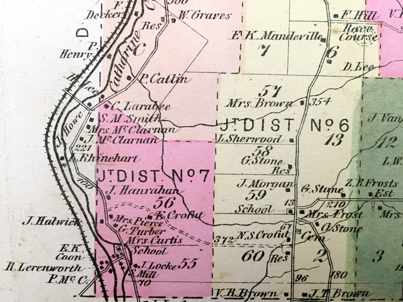 Antique 1874 Montour, New York Map From Pomeroy, Whitman & Co. Atlas of ...