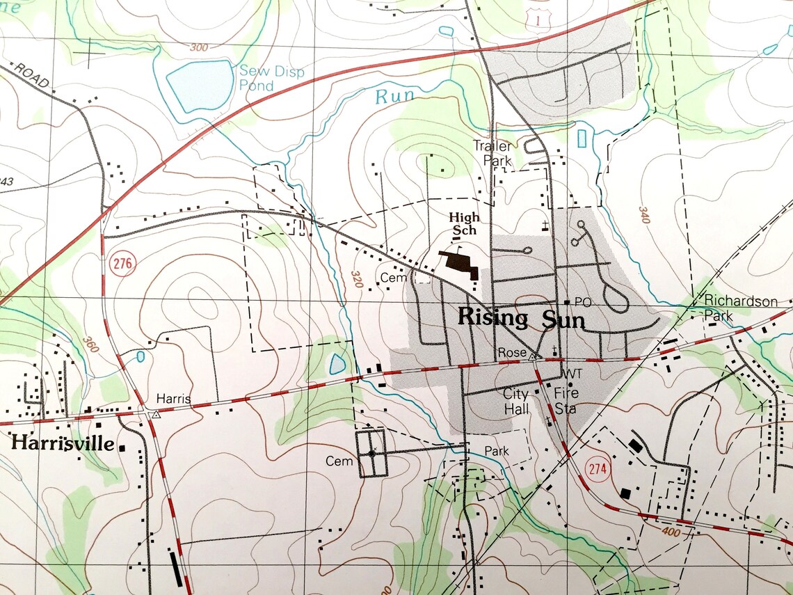 Antique Rising Sun, Maryland & Sylmar, Pennsylvania 1992 US Geological ...