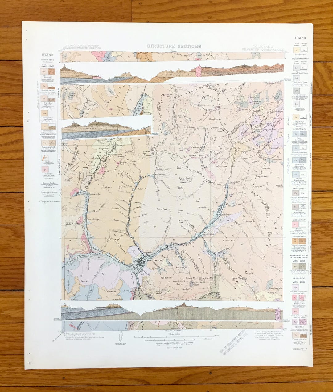 Antique Silverton, Colorado 1905 US Geological Survey Topographic Map ...