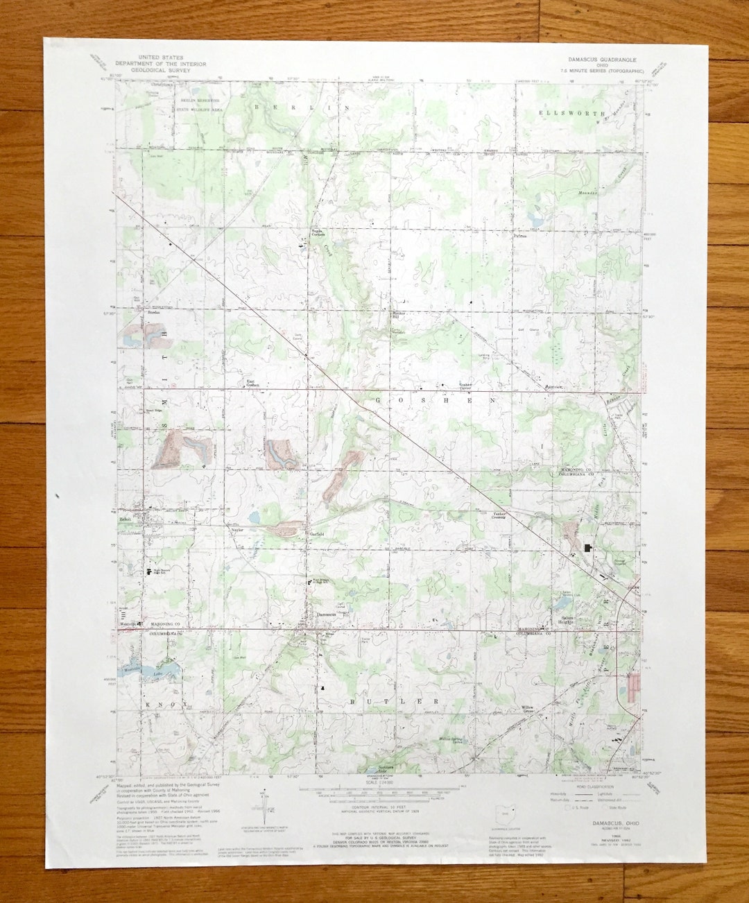 Antique Damascus, Ohio 1966 US Geological Survey Topographic Map ...