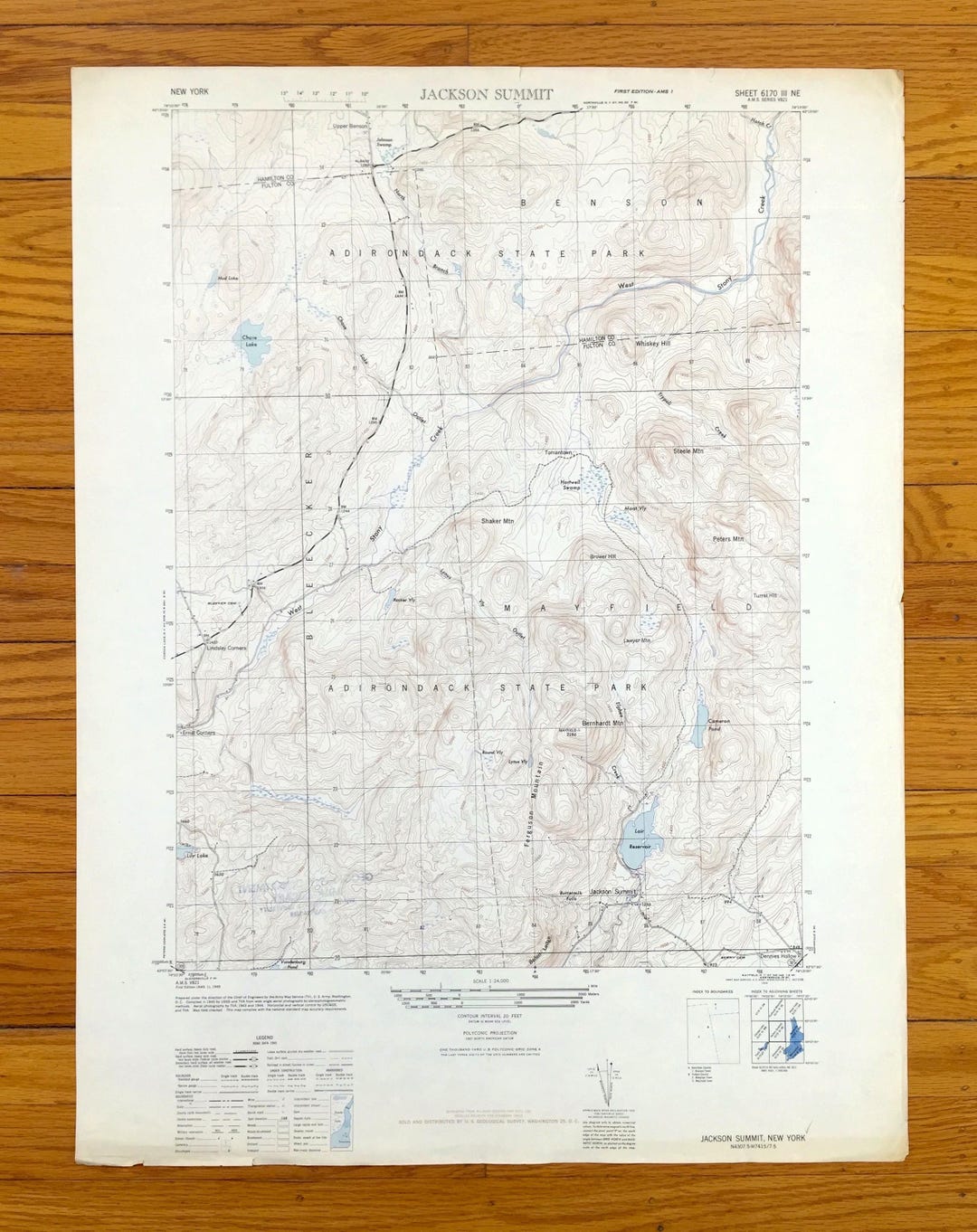 Antique Jackson Summit, New York 1945 US Geological Survey Topographic ...