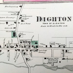 Antique 1871 Dighton Massachusetts Map From F.W. Beers Atlas - Etsy